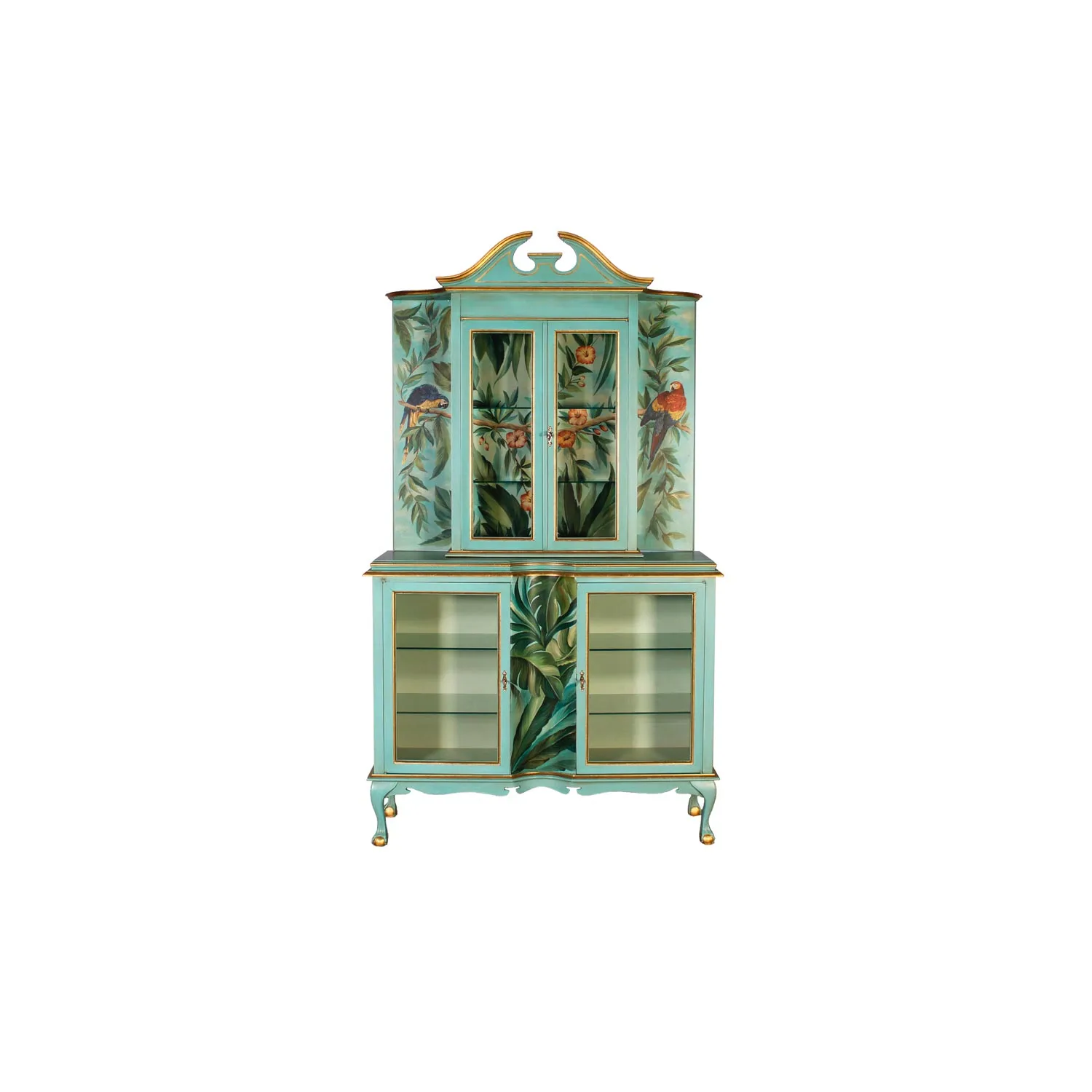 Hand painted Showcase with parrots - Sommacal